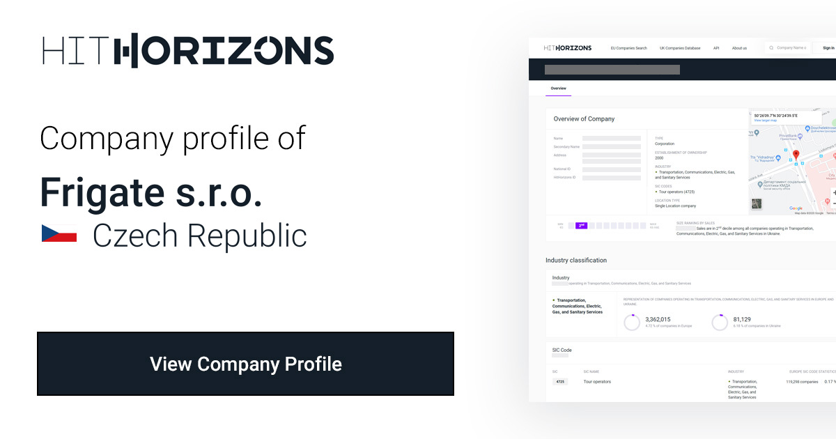 Company Profile of Frigate s.r.o. | HitHorizons.com
