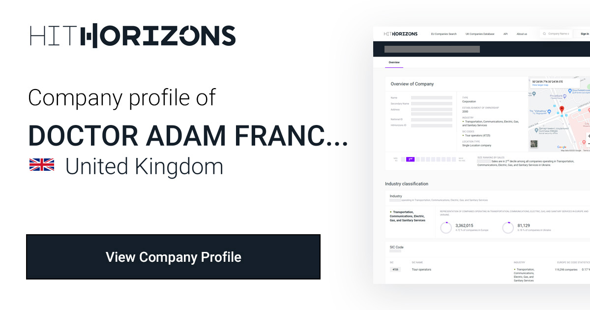 Company Profile of DOCTOR ADAM FRANCIS SMITH | HitHorizons.com