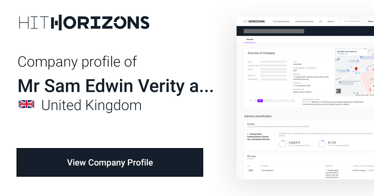 Company Profile of Mr Sam Edwin Verity and Miss Julie Kay | HitHorizons.com