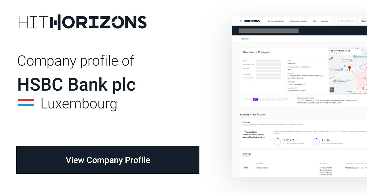 Company Profile of HSBC Bank plc, Luxembourg Branch | HitHorizons.com