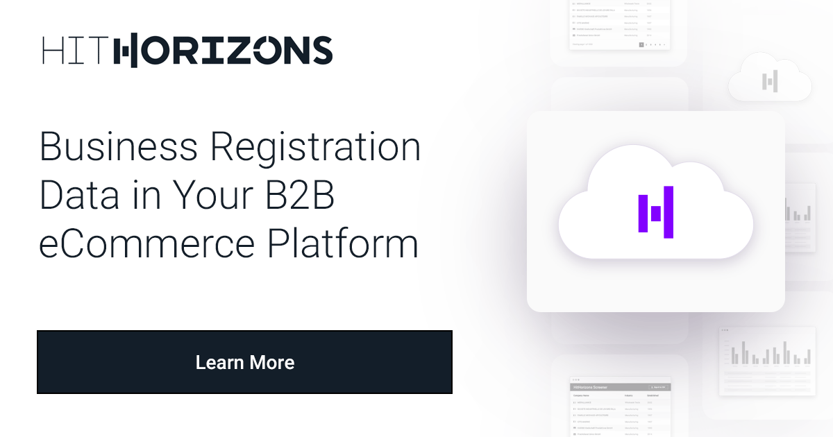 Business registration data in B2B ecommerce platforms